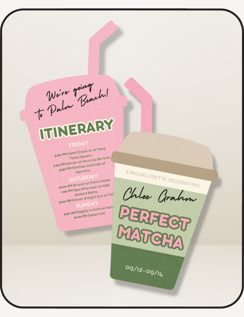 Perfect Matcha Bachelorette Invite – Flourishing Designs